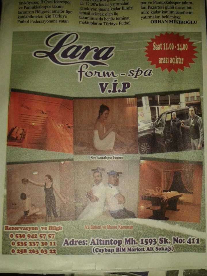 Basında Lara Form Spa – Denizli Masaj Salonu Denizli Gelin Hamamı Denizli Masaj Denizli Spa